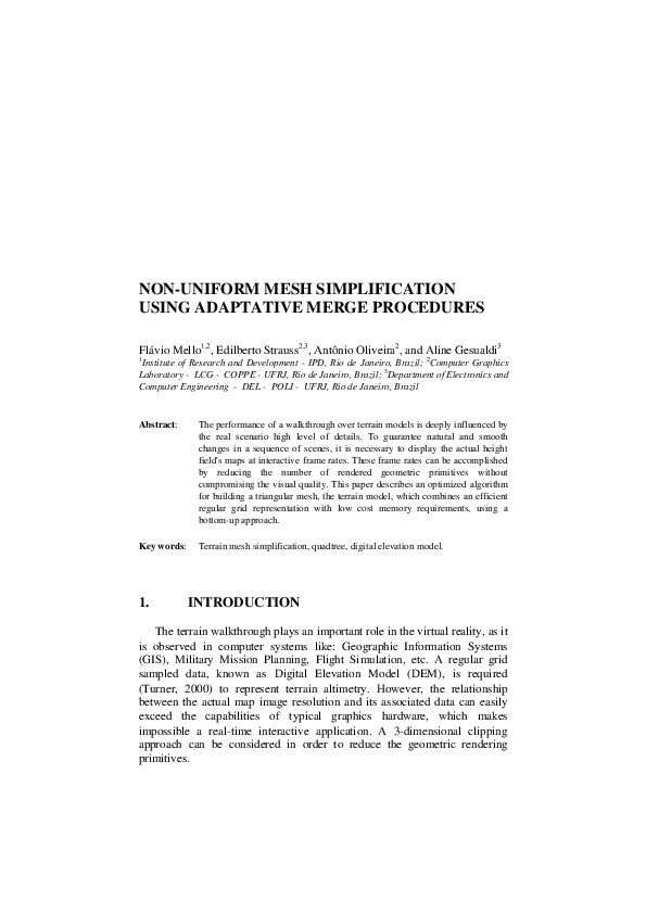 (PDF) Non-Uniform Mesh Simplification Using Adaptative Merge Procedures