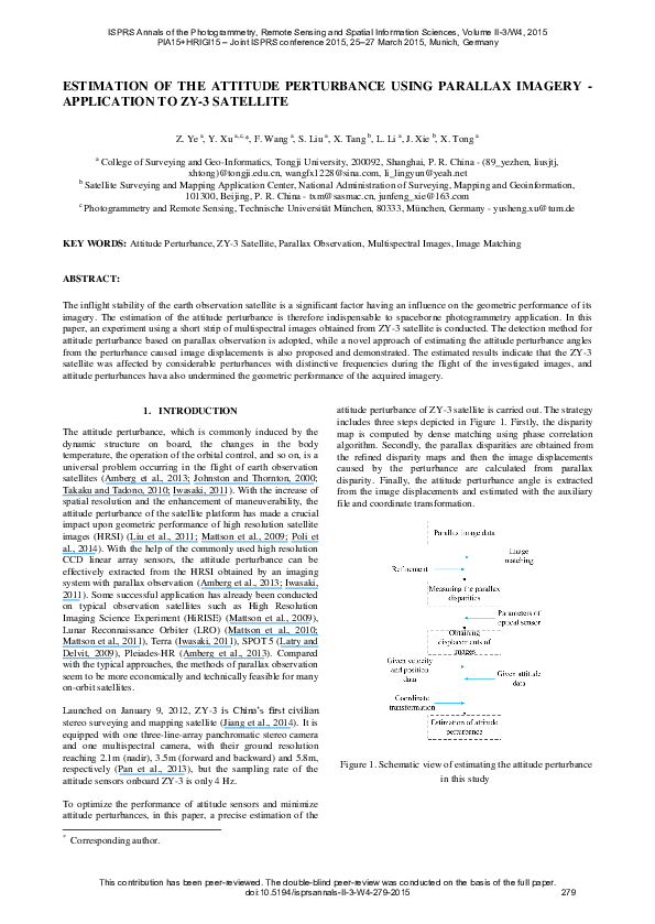 (PDF) Estimation of the Attitude Perturbance Using Parallax Imagery - Application to ZY-3 Satellite