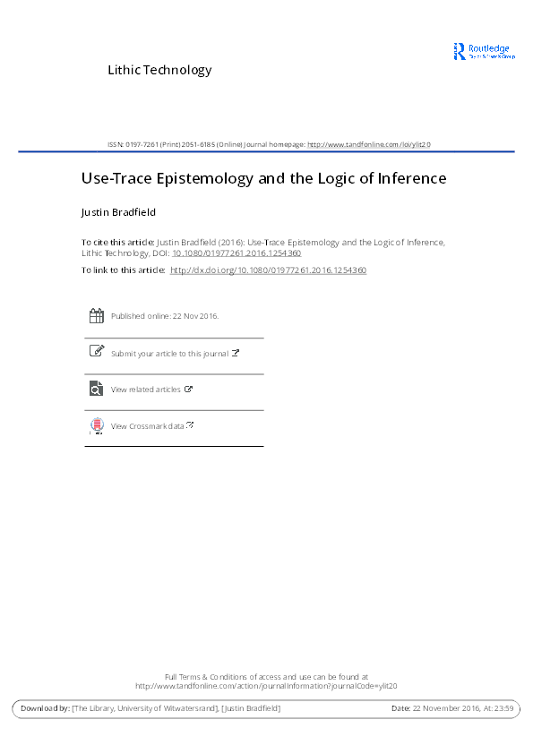 (PDF) Use-Trace Epistemology and the Logic of Inference