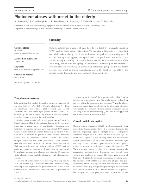 (PDF) Photodermatoses with onset in the elderly