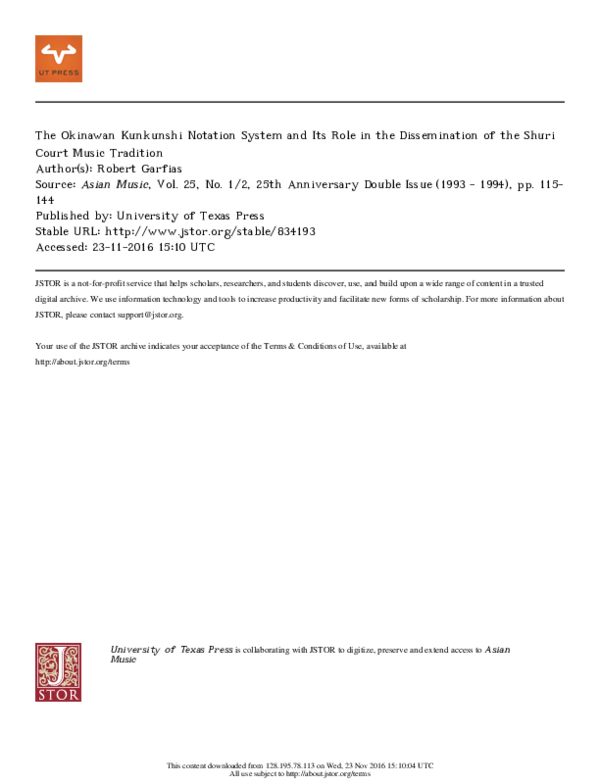 (PDF) The Okinawan Kunkunshi Notation System and Its Role in the ...