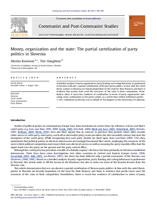 (PDF) Money, organization and the state: The partial cartelization of ...