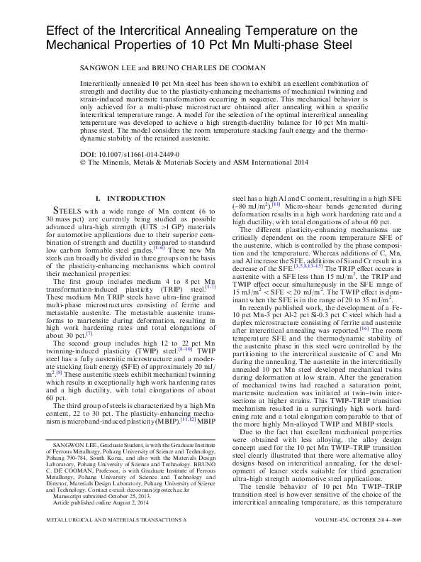 (PDF) The effect of intercritical annealing temperature on the structure of niobium microalloyed ...