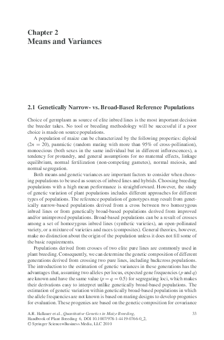 (PDF) Means and Variances 2.1 Genetically Narrow-vs. Broad-Based ...
