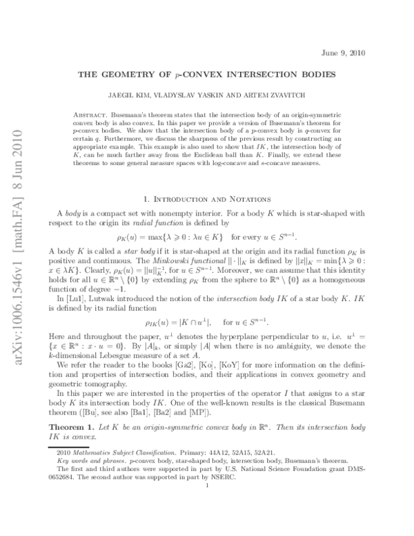 (PDF) The geometry of p-convex intersection bodies