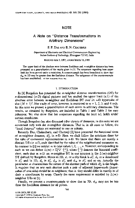 (PDF) A Note on “Distance Transformations in Arbitrary Dimensions”