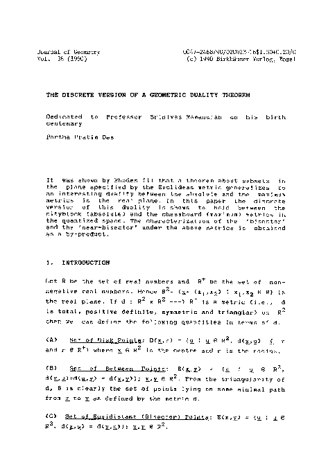(PDF) The discrete version of a geometric duality theorem