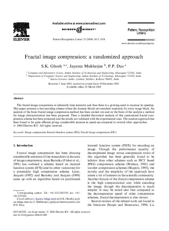Pdf Fractal Image Compression A Randomized Approach