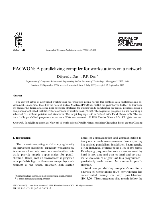 (PDF) PACWON: A parallelizing compiler for workstations on a network