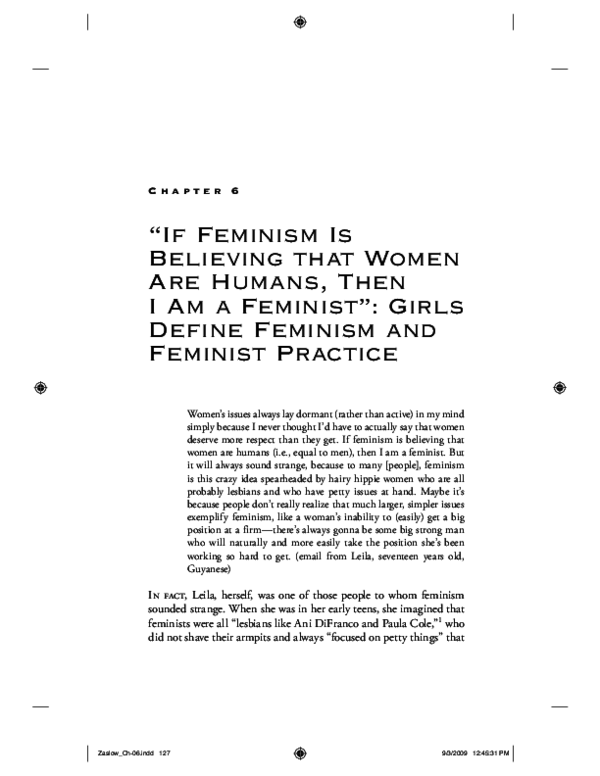 (PDF) “If Feminism Is Believing That Women Are Humans, Then I Am a ...