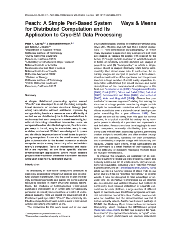 (PDF) Peach: A Simple Perl-Based System for Distributed Computation and Its Application to Cryo ...