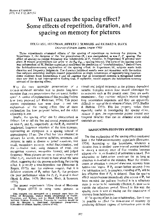 (PDF) What causes the spacing effect? Some effects of repetition ...