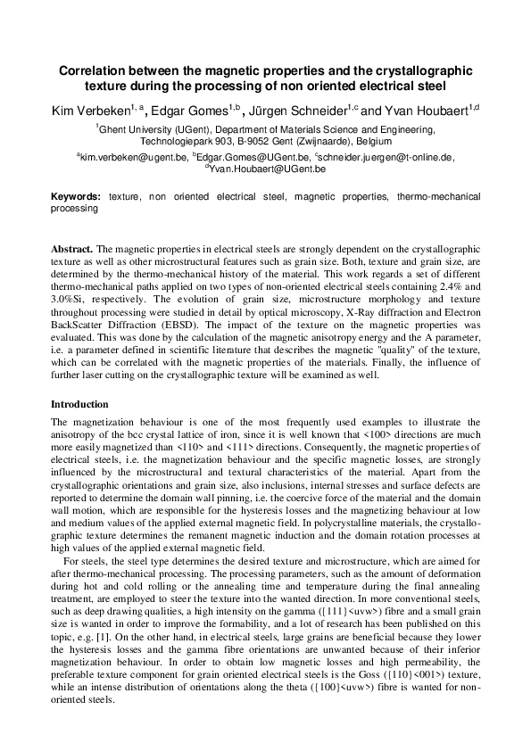 (PDF) Correlation between the Magnetic Properties and the Crystallographic Texture during the ...