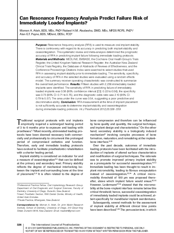 (PDF) Can resonance frequency analysis predict failure risk of ...
