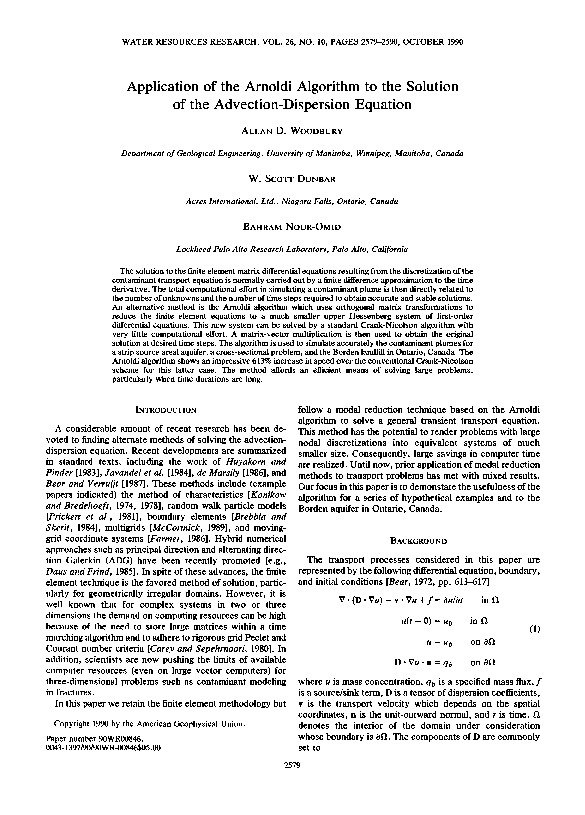 Pdf Application Of The Arnoldi Algorithm To The Solution Of The