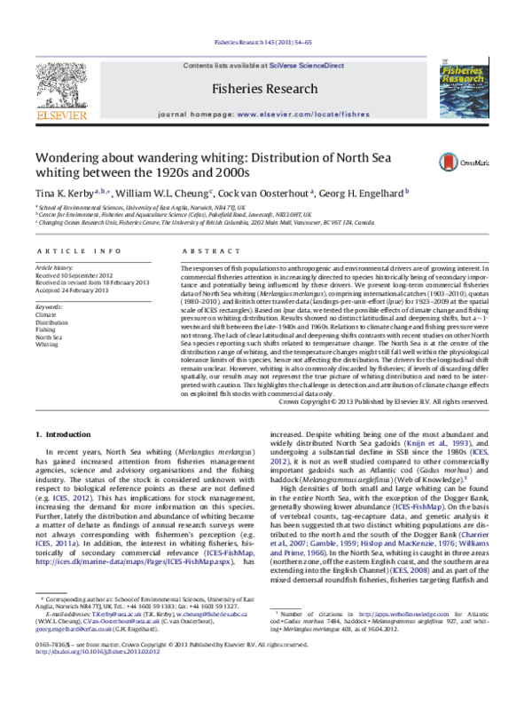 (PDF) Wondering about wandering whiting: Distribution of North Sea ...