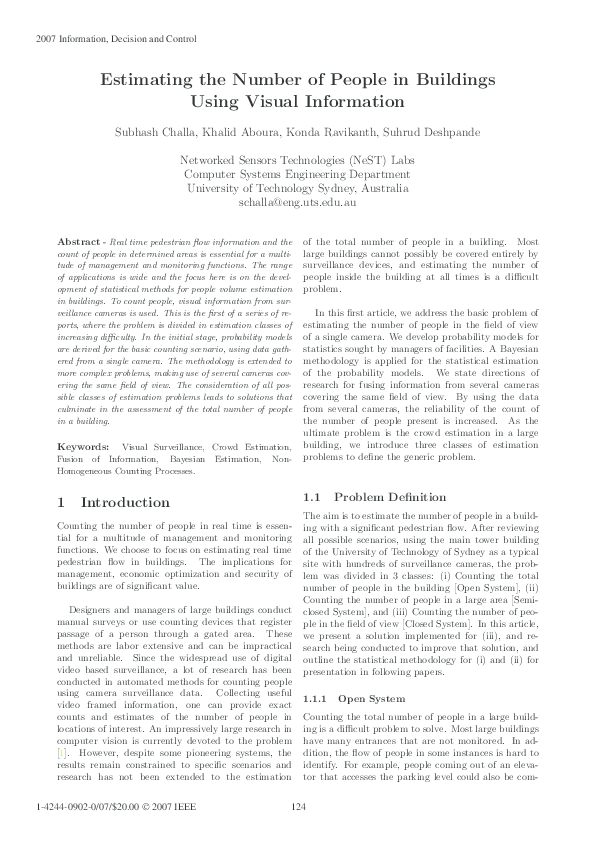 (PDF) Estimating the Number of People in Buildings Using Visual Information