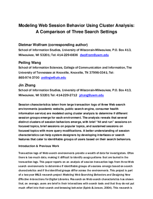 (PDF) Modeling Web session behavior using cluster analysis: A ...
