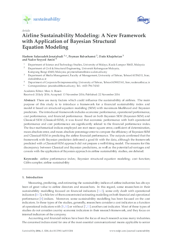 (PDF) Bayesian Modeling for Airline Sustainability Assessment