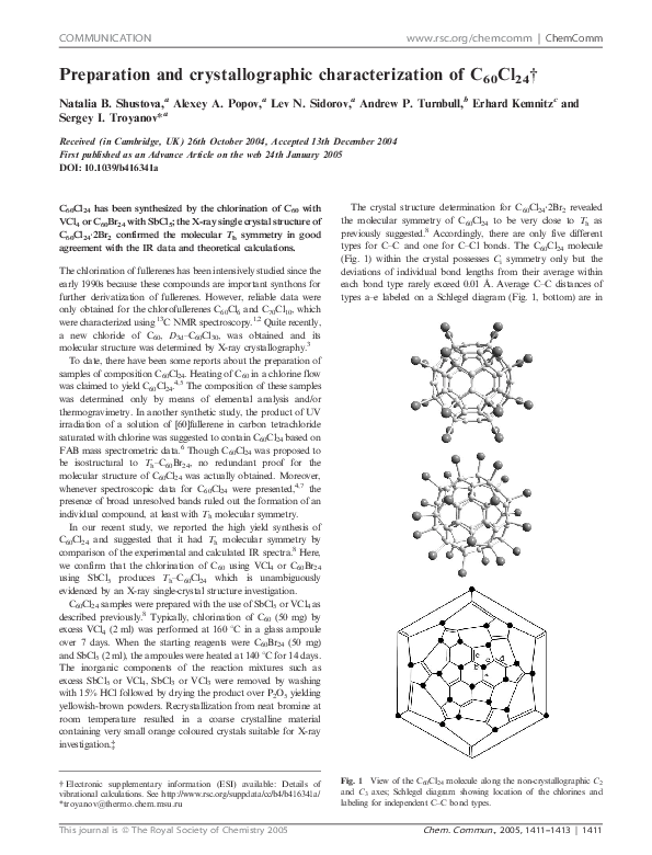(PDF) Preparation and crystallographic characterization of C60Cl24