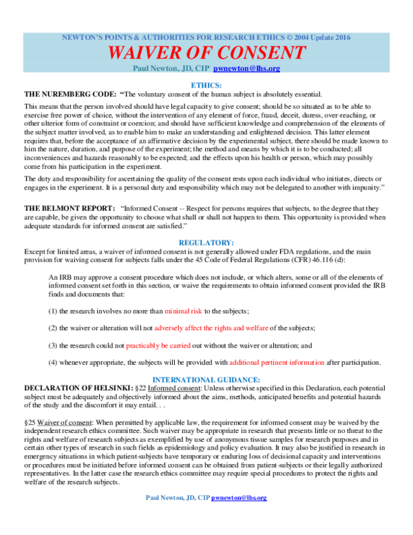 (PDF) WAIVER OF CONSENT