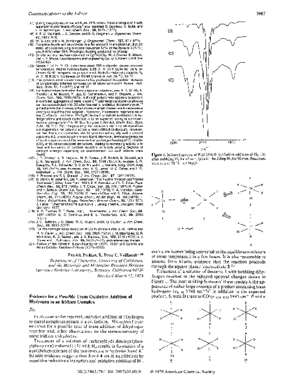 (PDF) Evidence for a possible trans oxidative addition of hydrogen to ...