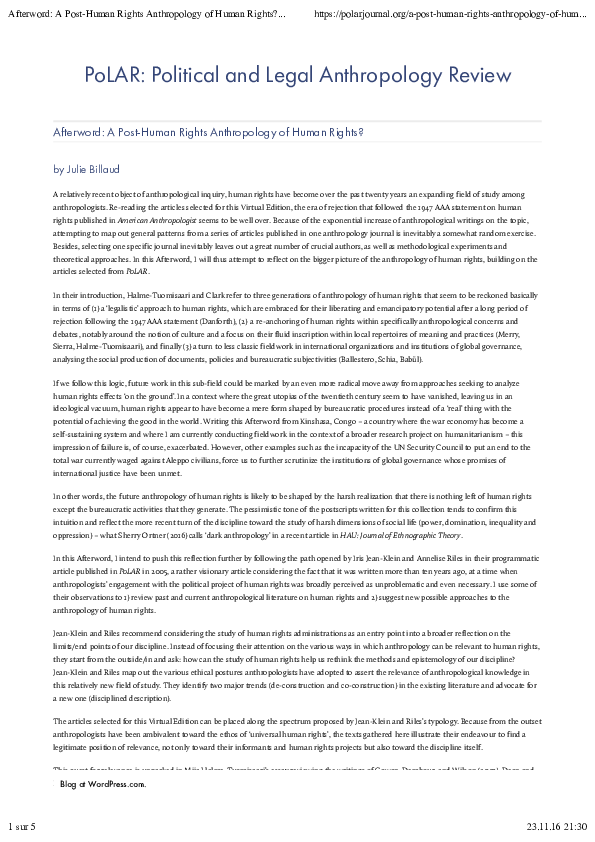 Afterword: A Post-Human Rights Anthropology of Human Rights | Julie ...