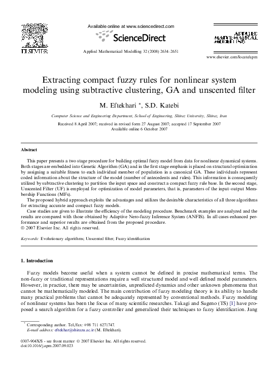 Pdf Extracting Compact Fuzzy Rules For Nonlinear System Modeling Using Subtractive Clustering