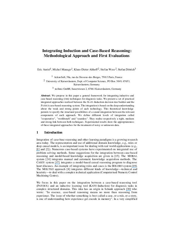 (PDF) Integrating Induction in a Case-Based Reasoner