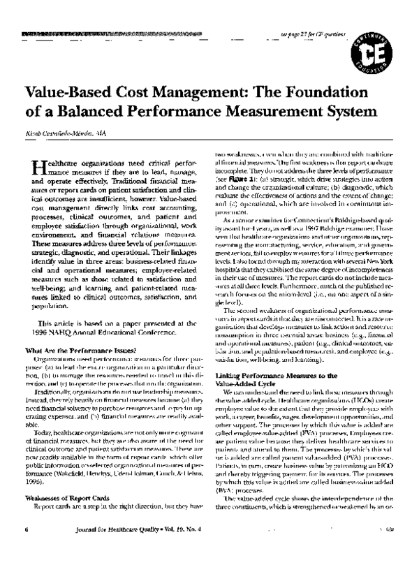 (PDF) Value‐Based Cost Management: The Foundation of a Balanced ...