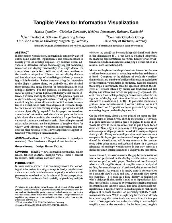 (PDF) Tangible views for information visualization