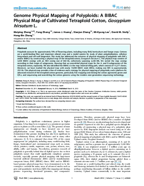 (PDF) BIBAC Physical Mapping of Tetraploid Cotton