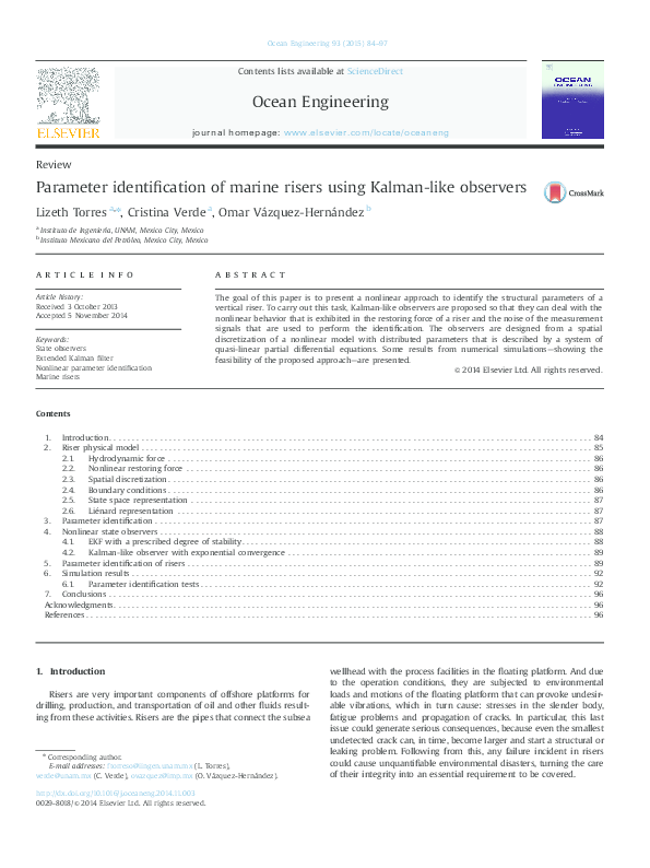 (PDF) Parameter identification of marine risers using Kalman-like observers