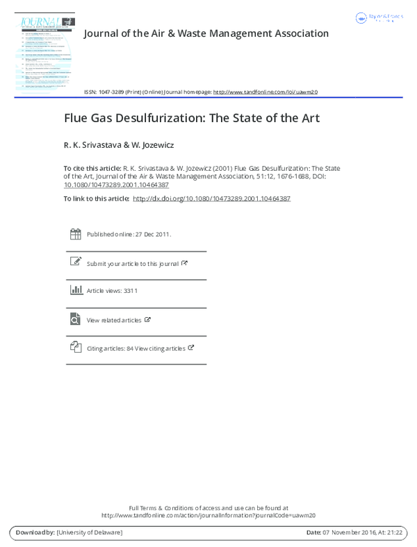 (PDF) Journal of the Air & Waste Management Association Flue Gas ...