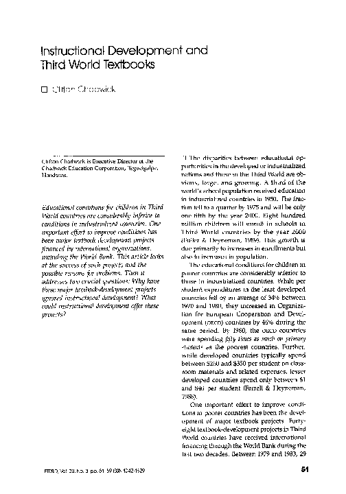 (PDF) Instructional development and third world textbooks