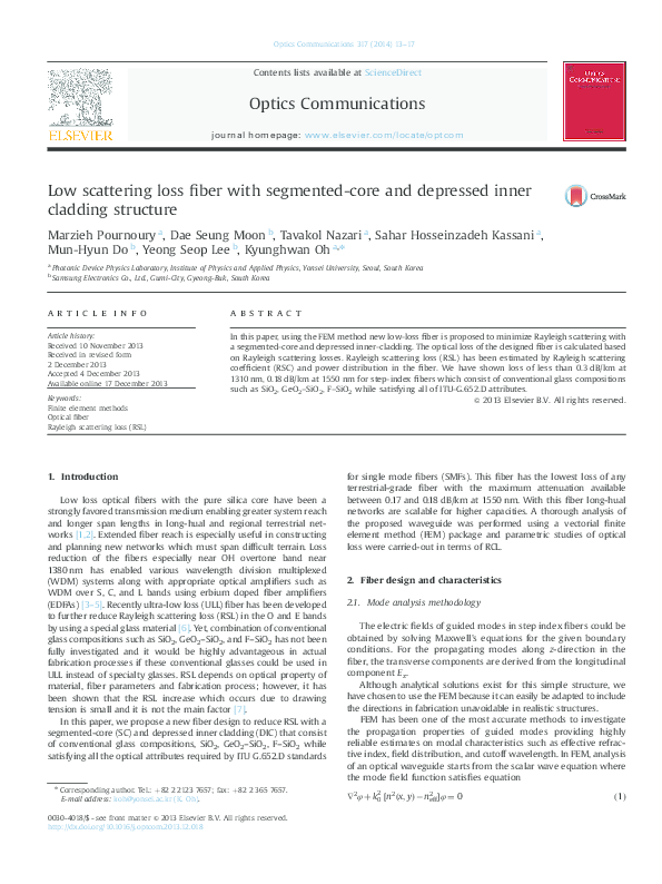(PDF) Low scattering loss fiber with segmented-core and depressed inner ...