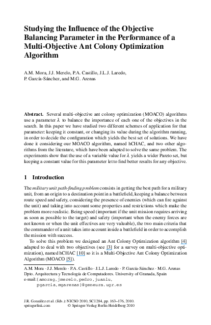 (PDF) Studying the Influence of the Objective Balancing Parameter in the Performance of a Multi ...