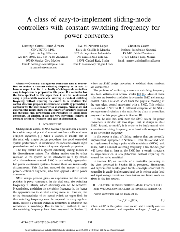 (PDF) A class of easy-to-implement sliding-mode controllers with constant switching frequency ...