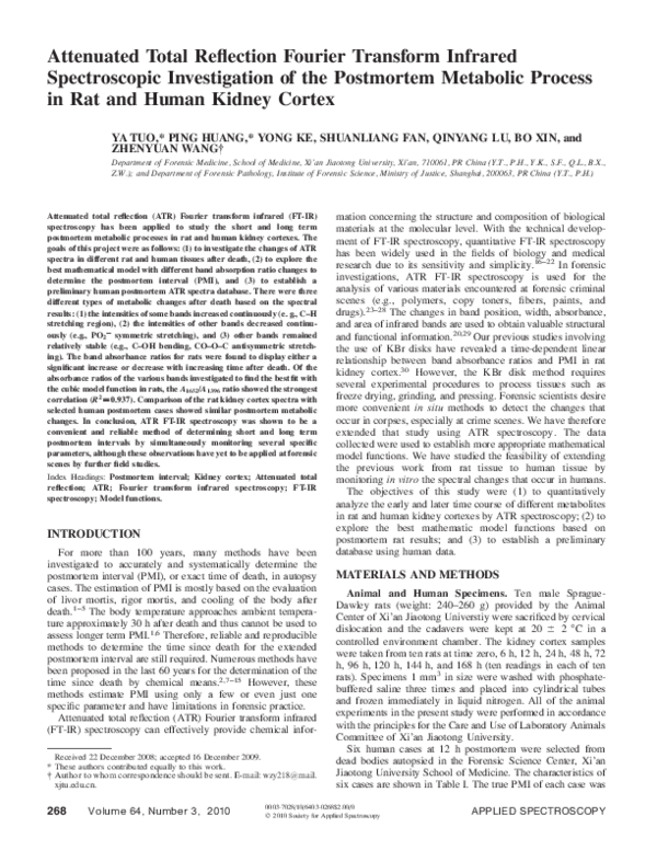 (PDF) Attenuated Total Reflection Fourier Transform Infrared Spectroscopic Investigation of the ...
