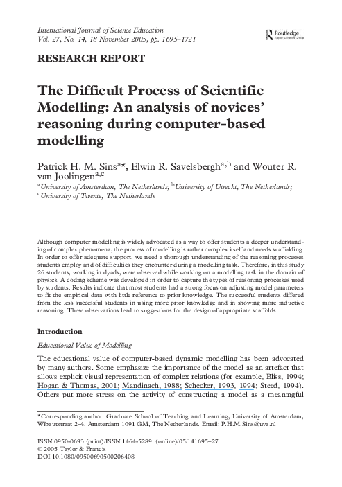 Pdf Visualization And Model Formulation An Analysis Of The Sketches Of Expert Modellers T