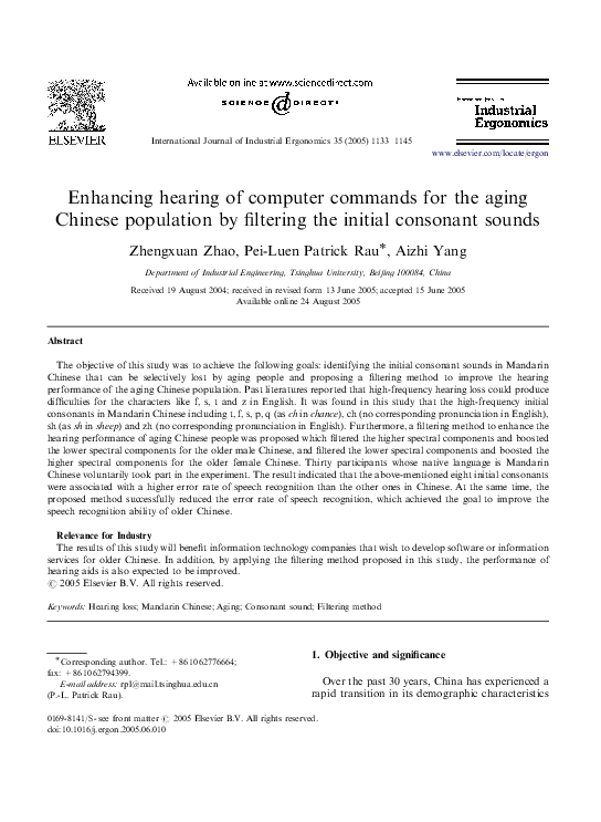 (PDF) Enhancing hearing of computer commands for the aging Chinese ...