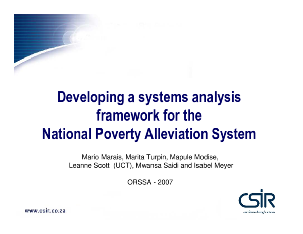 (PDF) Developing a systems analysis framework for the National Poverty ...