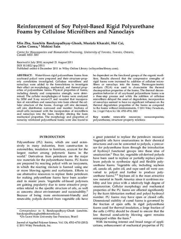 (PDF) Reinforcement of soy polyol-based rigid polyurethane foams by ...