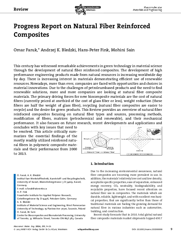 (PDF) Progress Report on Natural Fiber Reinforced Composites