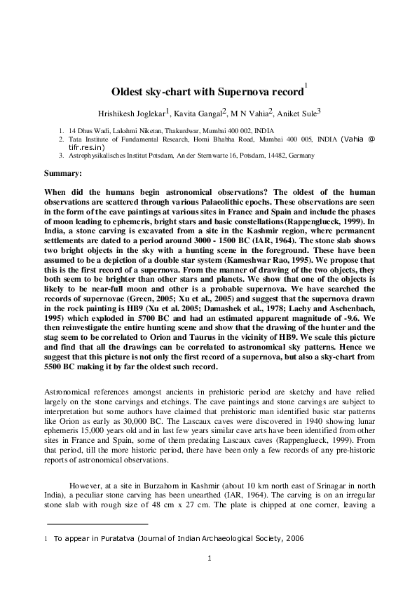 (PDF) Oldest sky-chart with Supernova record 1