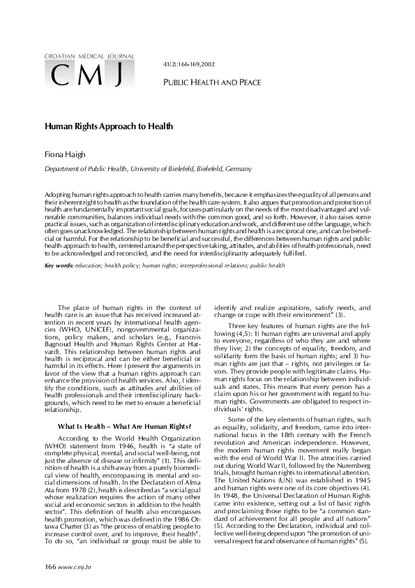 (PDF) Human rights approach to health