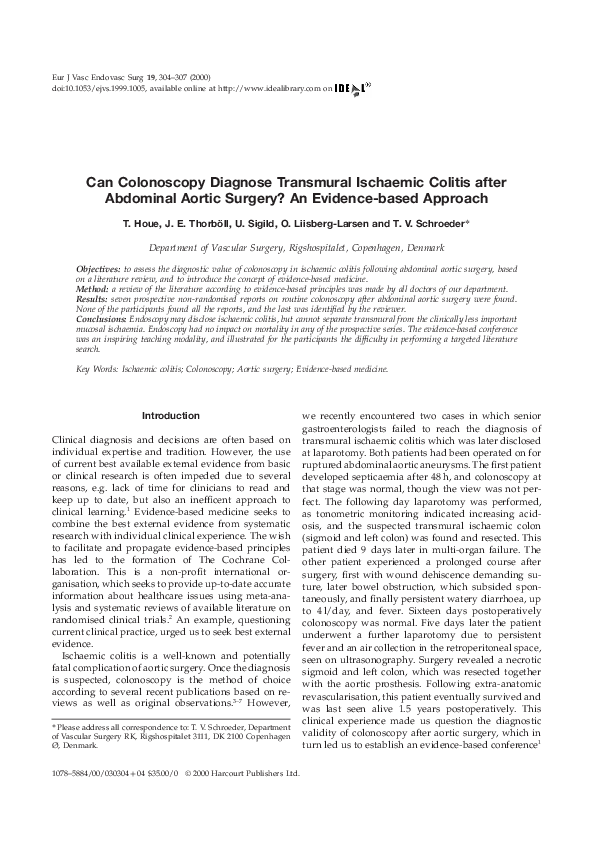 (PDF) Can Colonoscopy Diagnose Transmural Ischaemic Colitis after ...