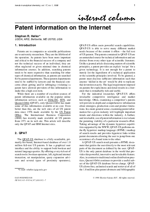 (PDF) Patent information on the Internet