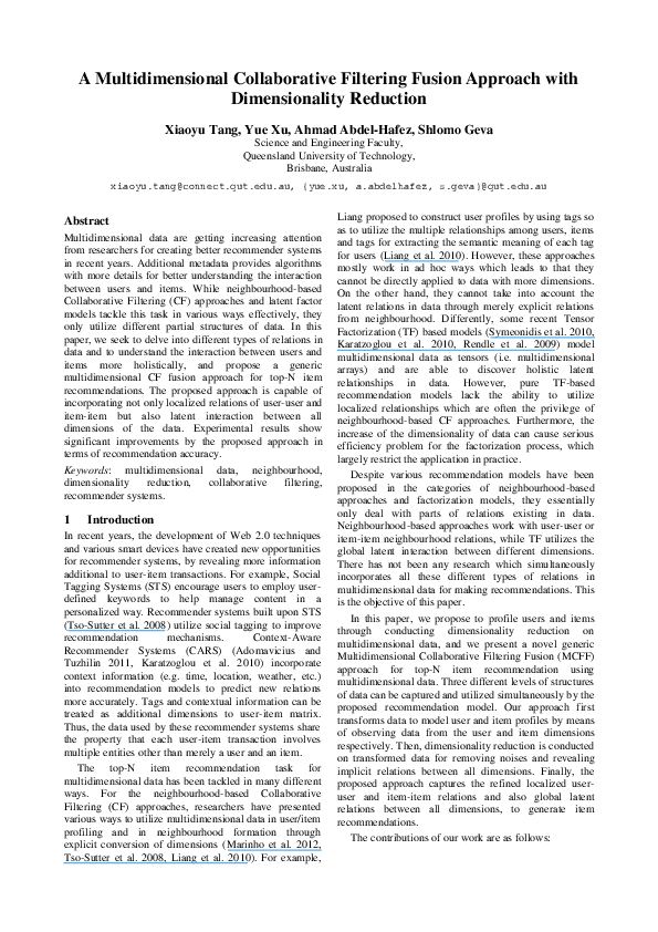 (PDF) A Multidimensional Collaborative Filtering Fusion Approach with ...