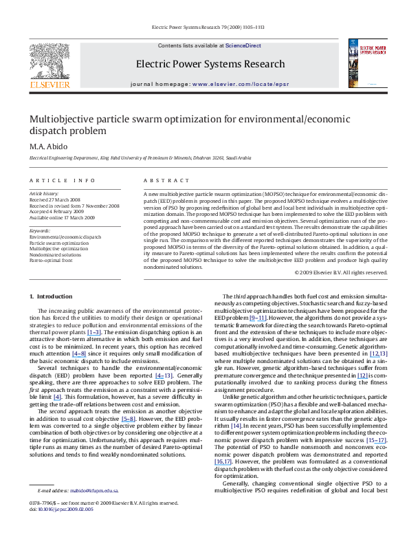 Pdf Multi Objective Particle Swarm Optimization For Optimal Reservoir Operation